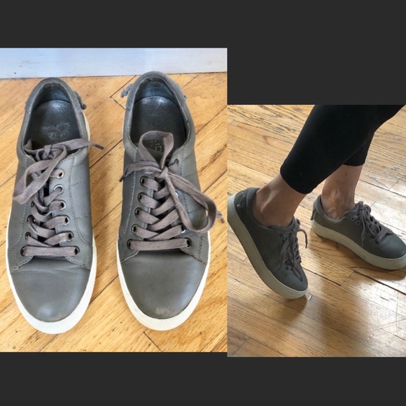 J Slides | Shoes | J Slide Gray Leather Platform Sneaker | Poshmark